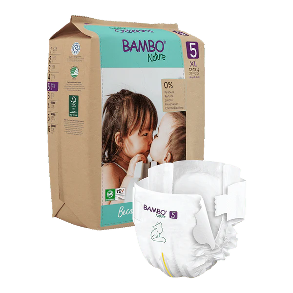 Bambo Nature Diapers Tape Style size 5, (12-18 kg / 27-40 lbs), 22 pcs ...