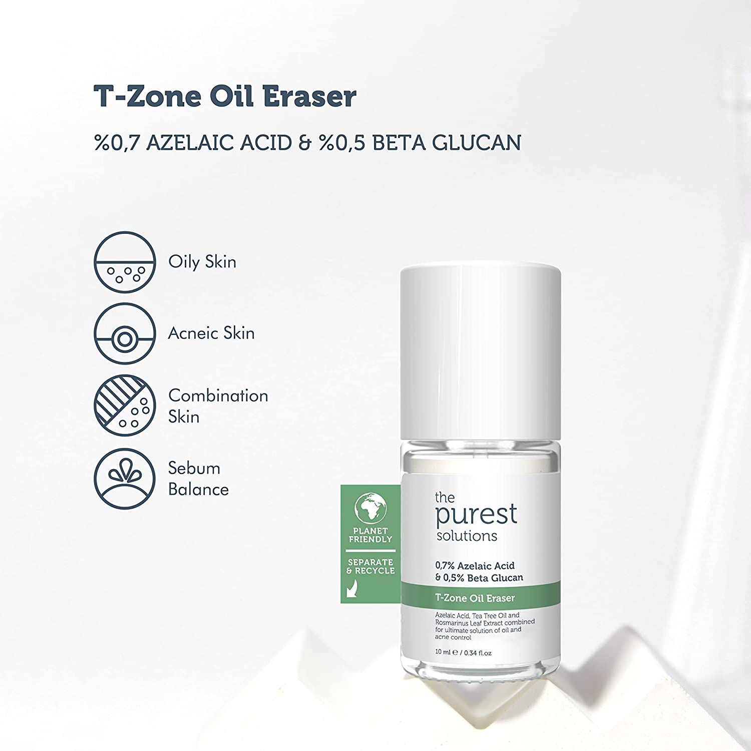 The Purest Solutions T-Zone Oil Eraser (0.7% Azelaic Acid & 0.5% Beta ...