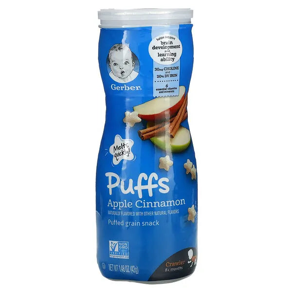 Gerber, Grain & Grow, Puffs Apple Cinnamon, 8+ Months- 1.48 oz (42 g ...