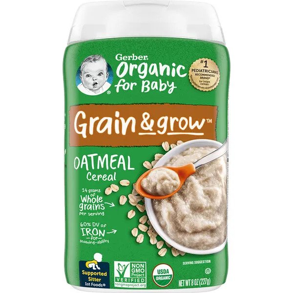 Gerber, Organic Oatmeal, Single Grain Cereal, 1st Food, 8 oz (227 g ...