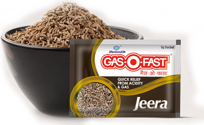 Mankind Gas-O-Fast For Relieving Acidity, Active Jeera- 5 g Sachet ...