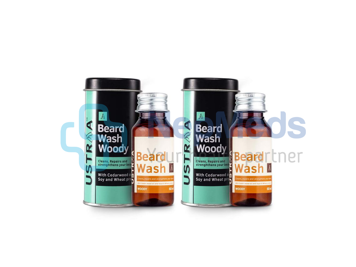 Ustraa Beard Wash - Woody (Pack of 2 x 60 ml) - Buy Ustraa Beard Wash ...