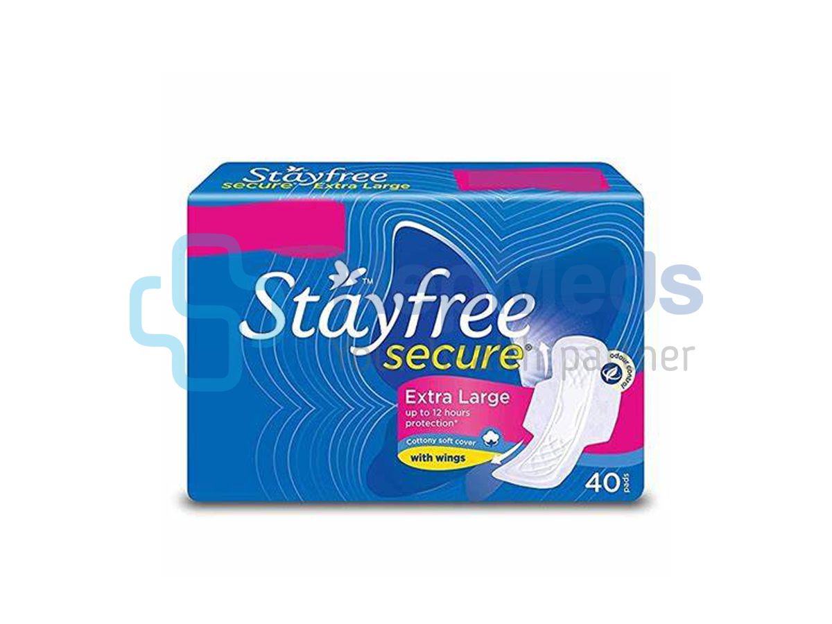 Stayfree Secure XL Cottony Sanitary napkins with Wings (40 Count) - Buy ...